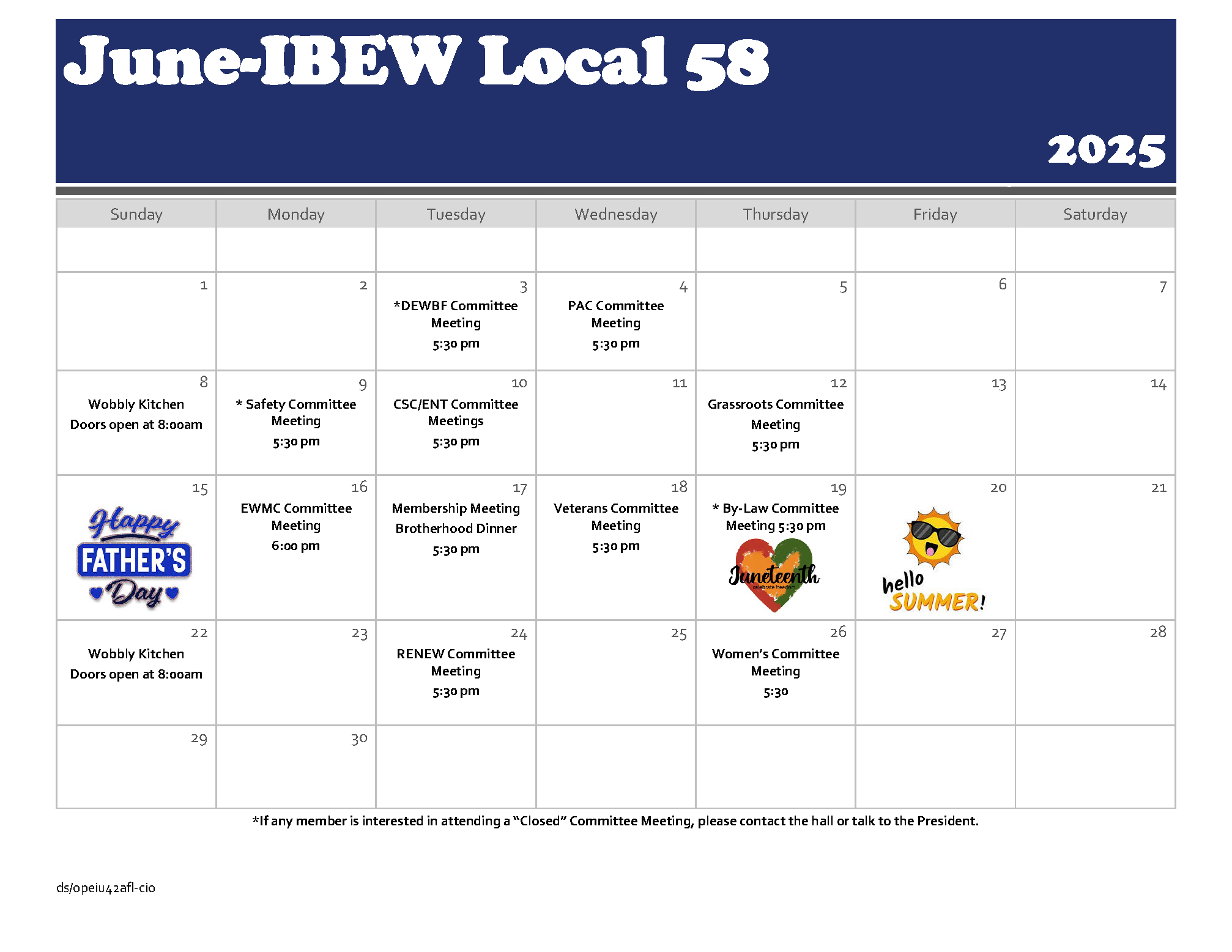 IBEW 58 | Calendar of Events