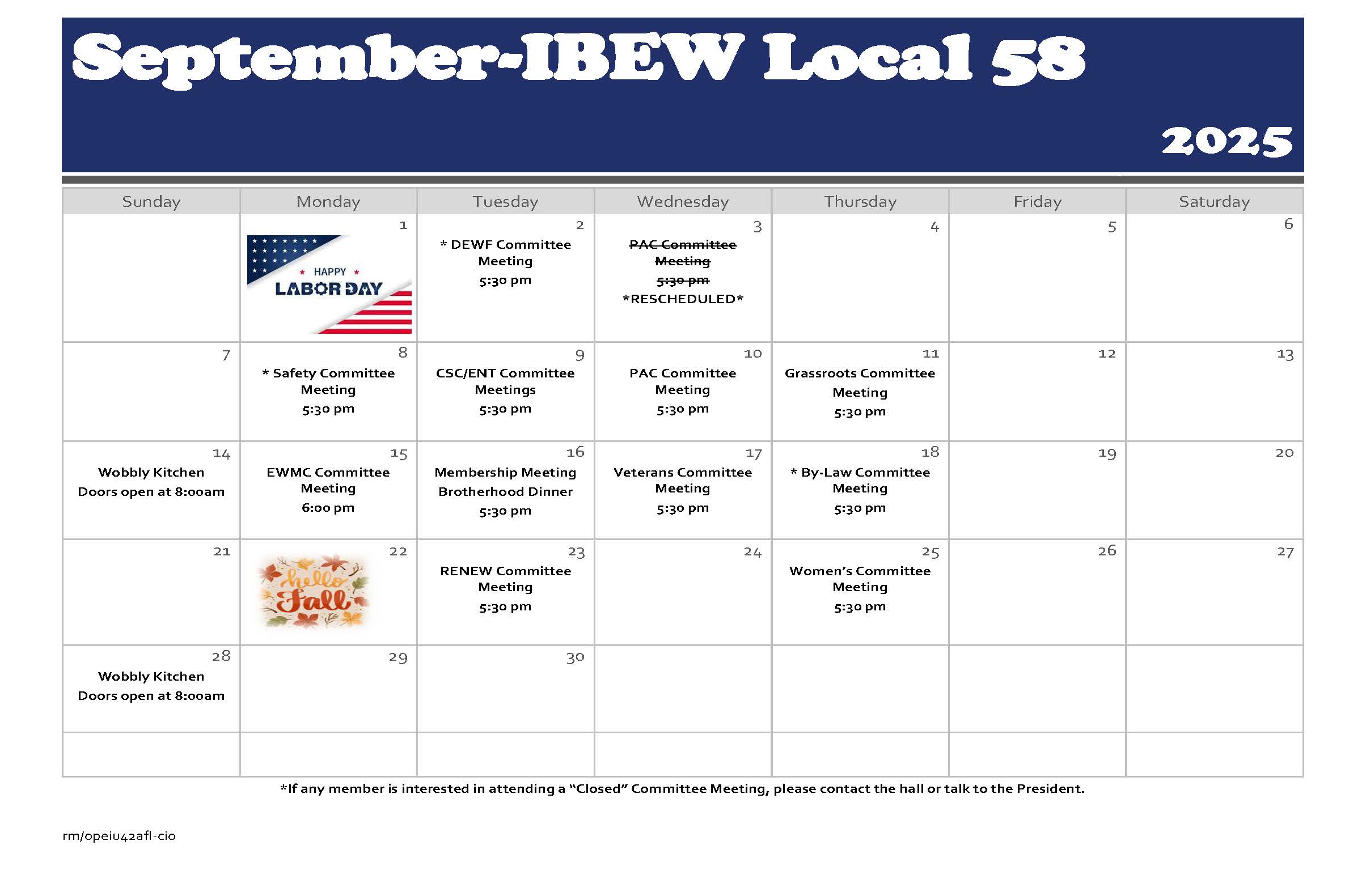 IBEW 58 | Calendar of Events